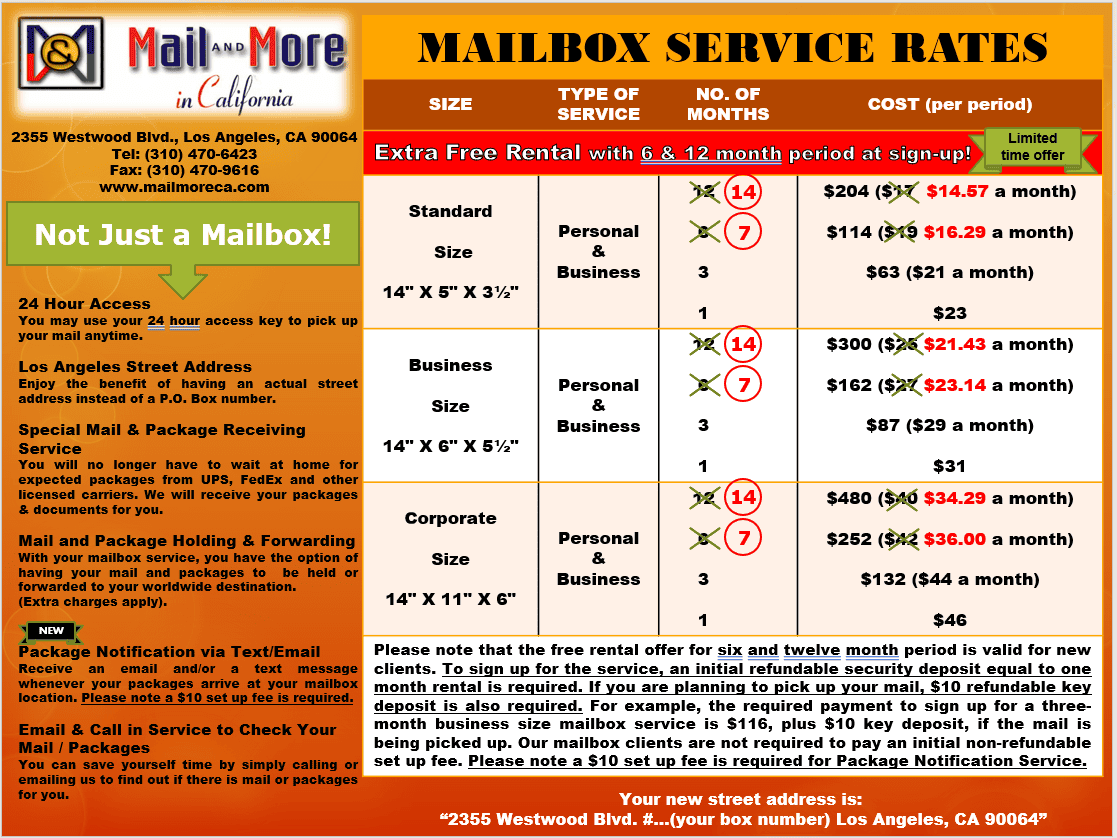 West LA Mailbox Rates Forwarding PO Box Rental West LA Mailbox Rates Forwarding PO Box Rental